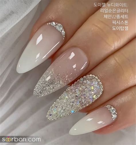 37 مدل ناخن عروس سفید اکلیلی جدید 2024 شیک و جذاب با کلی ایده های خفن