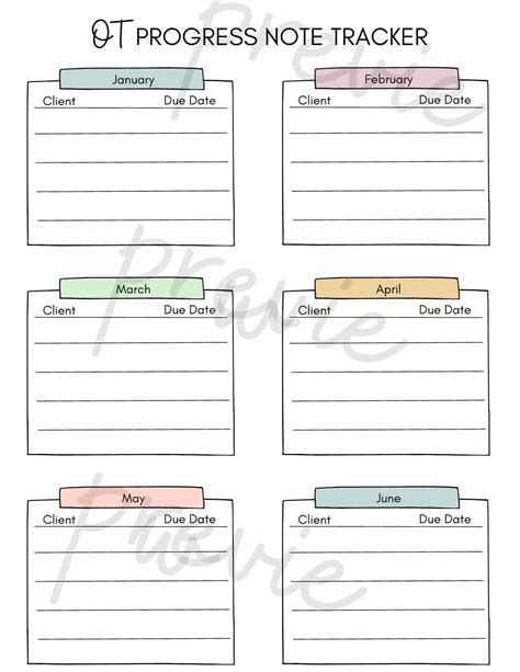 Occupational Therapy Progress Note Tracker Occupational Therapy