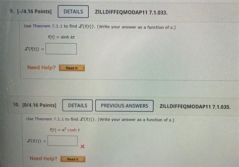 Solved Use Theorem 7 1 1 To Find L F T Write Your Answer Chegg Com