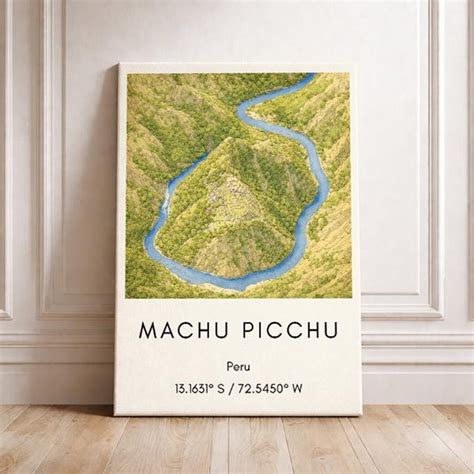 Machu Picchu Peru Map Art Print Modern Minimalist Travel Poster South
