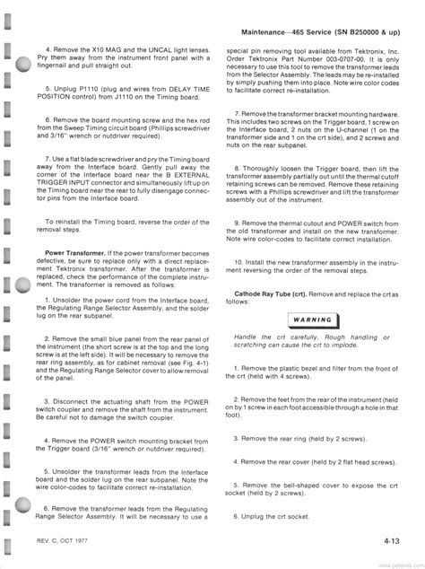 Tektronix 465 Maintenance