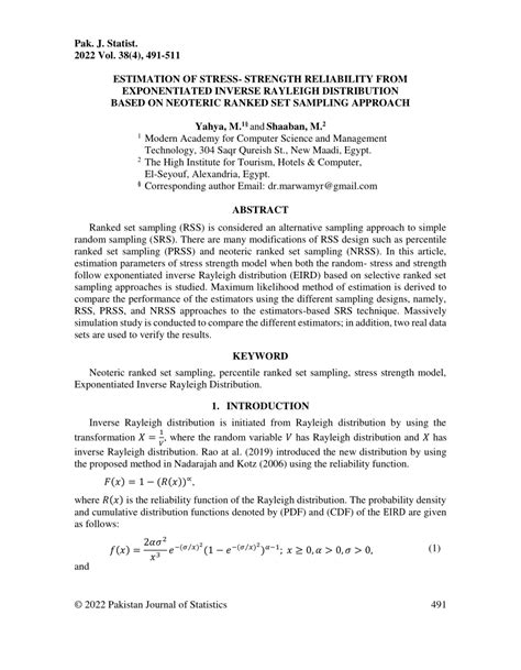 Pdf Estimation Of Stress Strength Reliability From Exponentiated