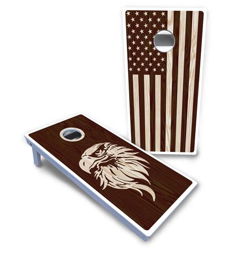 Stained Flag And Eagle Cornhole Boards All Weather Series