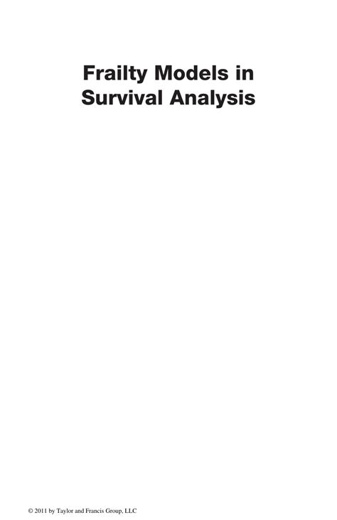 Pdf Frailty Models In Survival Analysis