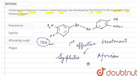 Arsphenamine Salvarsan Is Arsenic Containing Drug Was Developed By