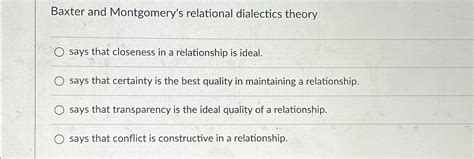 Solved Baxter And Montgomerys Relational Dialectics