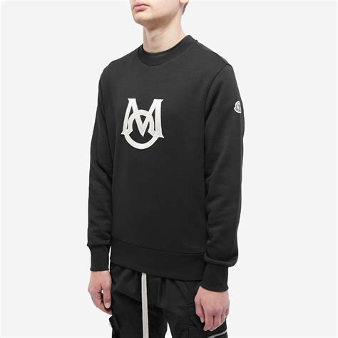Moncler Mens Embroidered Logo Crew Sweat In Black Moncler