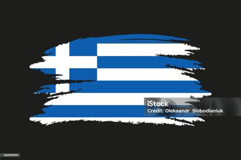 그리스의 국기 그리스의 국기를 그린 브러시 그런지 효과와 수채화가 있는 손으로 그린 스타일 일러스트레이션 그런지 질감과 그리스의 국기 벡터 그림입니다 0명에 대한 스톡 벡터