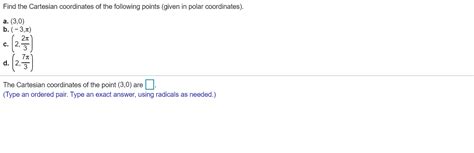 solved find the cartesian coordinates of the following