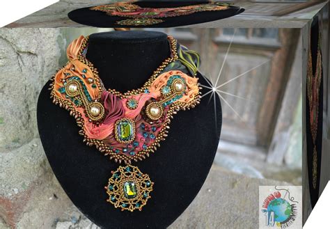 Daniela Floroiu Statement Necklace Beaded Embroidery Necklace
