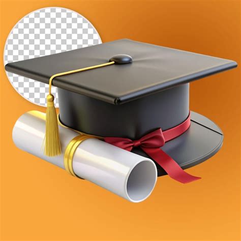Premium Psd 3d Render Graduation Cap With Diploma Certificate