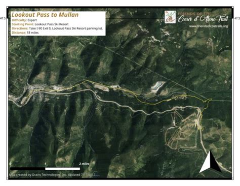 Bike Trail Lookout Pass To Mullan Map By Gravis Technologies Inc