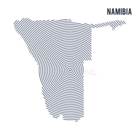 Vector Abstract Hatched Map Of Namibia With Spiral Lines Isolated On A White Background Stock