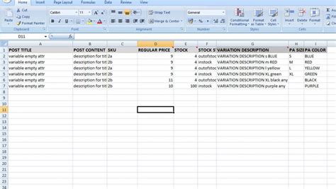 How To Import Variable Product With Attributes When Not All Attribute