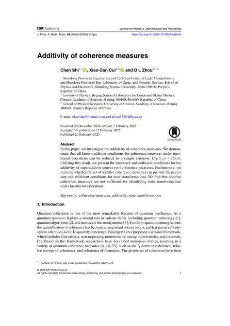 Additivity Of Coherence Measures