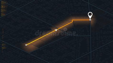 Route Dashboard With City Map Navigation Interface Isometric Map City Map Route Location