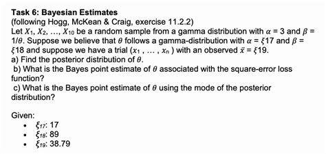 Solved Task 6 Bayesian Estimates Following Hogg Mckean And