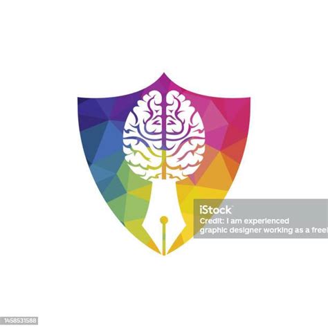 브레인 펜 벡터 로고 디자인 템플릿 스마트 크리에이티브 교육 로고 개념 개념에 대한 스톡 벡터 아트 및 기타 이미지 개념