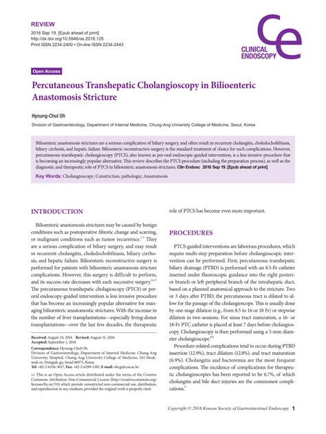 Pdf Percutaneous Transhepatic Cholangioscopy In Bilioenteric Anastomosis Stricture
