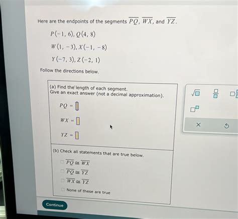 Solved Here Are The Endpoints Of The Segments Overline Pqoverline Wx