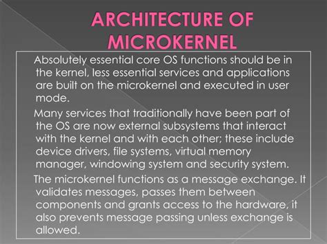 Microkernel Architecture Pptx Operating Systems Computer Software