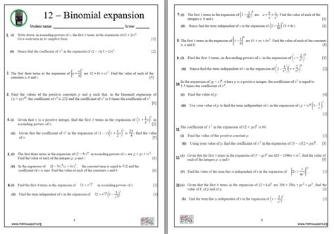 Maths Topic 12 Binomial Expansion Additional Maths