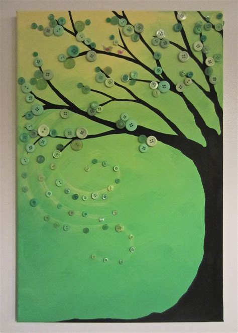 141 Best Images About Tree Button Art On Pinterest Trees Robin Egg Blue And Buttons On Canvas