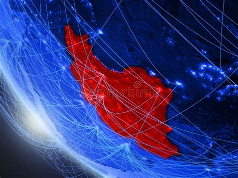 Iran From Space With Network Stock Illustration Illustration Of City Network 134965626
