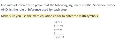 solved use rules of inference to prove that the following