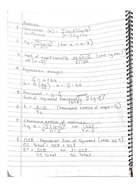 Correlationregression Formulas Pdf