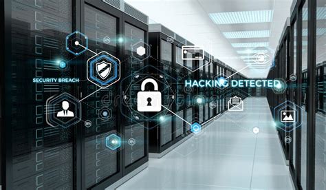 Firewall Activated On Server Room Data Center 3d Rendering Stock Illustration Illustration Of