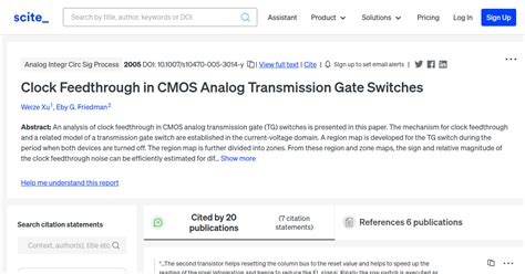 Clock Feedthrough In Cmos Analog Transmission Gate Switches