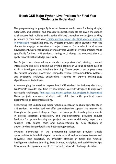 Ppt Veeresh Btech Cse Major Python Live Projects For Final Year