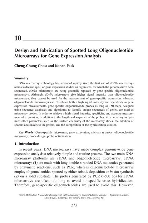 Pdf Design And Fabrication Of Spotted Long Oligonucleotide Microarrays For Gene Expression