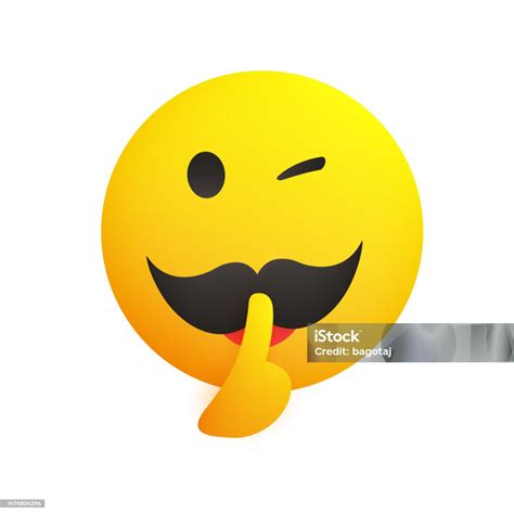 Shushing Male Emoji With Mustache Stock Illustration Download Image