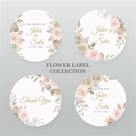 Collection Of Modern Hand Drawn Floral Labels Stock Vector