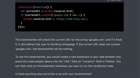 using chatgpt to make a javascript bookmarklet youtube