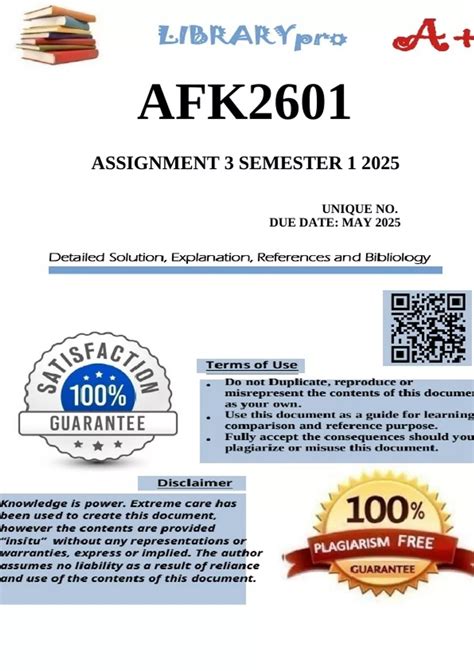 Afk2601 Assignment 3 100 Complete Answers Portfolio Semester 1 2025