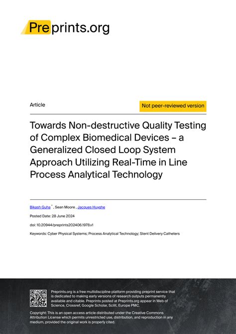 Pdf Towards Non Destructive Quality Testing Of Complex Biomedical