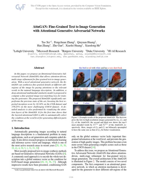 Xu Attngan Fine Grained Text Cvpr 2018 Paper Pdf Attention Cybernetics