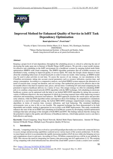 Pdf Improved Method For Enhanced Quality Of Service In Ioht Task Dependency Optimization