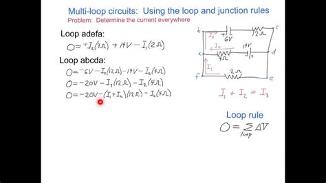 Multi Loop Circuit Analysis Using The Loop And Junction Rules Example Youtube