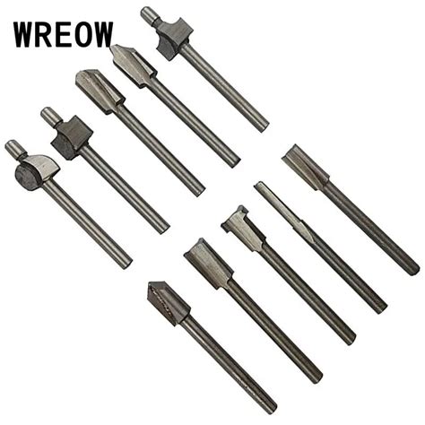10pcs 1 8 3mm Hss Wood Cutter Router Bits Trimmer Groove Cutter Woodworking Electric Trimming