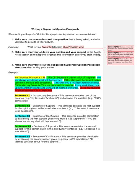 Writing A Supported Opinion Paragraph Guide And Examples