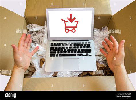 User Online Shopping Adding Order To Cart On Laptop Computer Stock