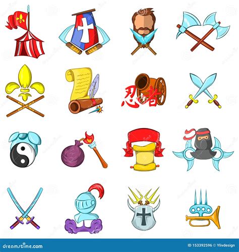 Medieval Weapon Icons Set Cartoon Style Stock Vector Illustration Of Knight Ancient 153392596