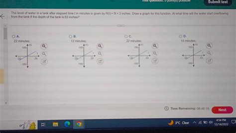 Solved The Level Of Water In A Tank After Elapsed Time T In