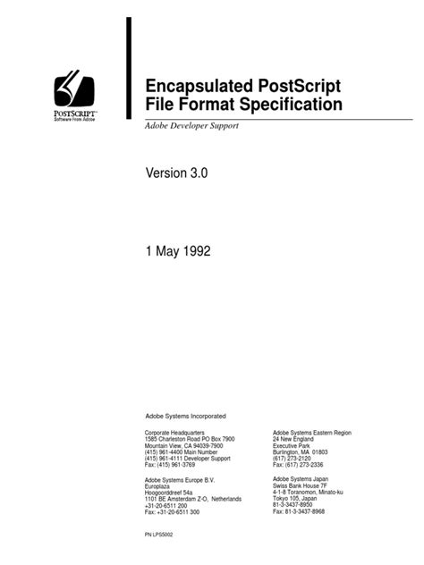 Encapsulated Postscript File Format Specification Adobe Developer Support Pdf Computer Data