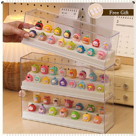 2 Tier Toy Display Storage Box Mini Doll Display Box Blind Box Storage