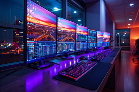 Futuristic Control Room Overlooking City Stock Image Image Of Blue Equipments 314173273